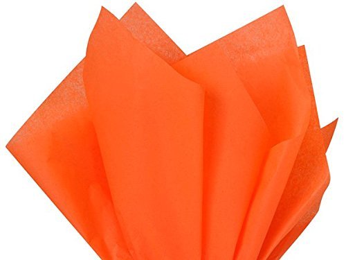 Flexicore Packaging |Orange Gift Wrap Tissue Paper | Size: 15 Inch X 20 Inch | Count: 10 Sheets | DIY Craft, Art, Wrapping, Crepe, Decorations, Pom Pom, Packing & Party