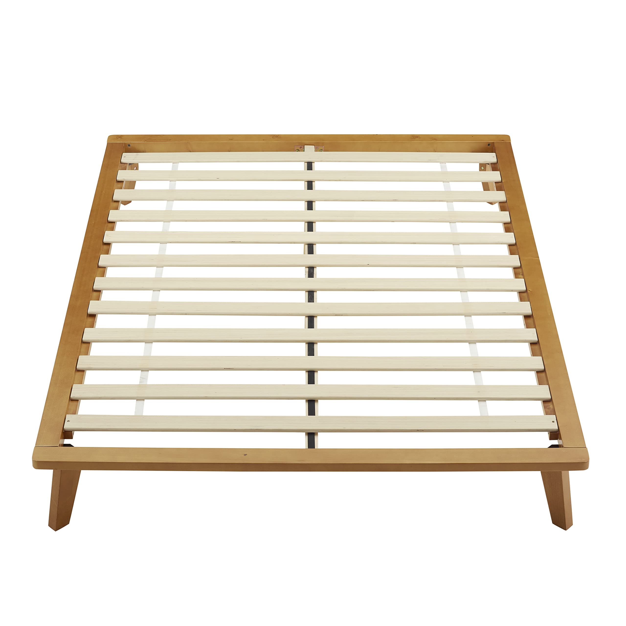 BIKAHOM Luna Wood Platform Queen Frame, 8.5 Inch Solid Wood Platform Bed with Under Bed Storage Space, No Box Spring Needed, Strong Wooden Slat System, Easy Assembly, Bedroom Furniture, Honey