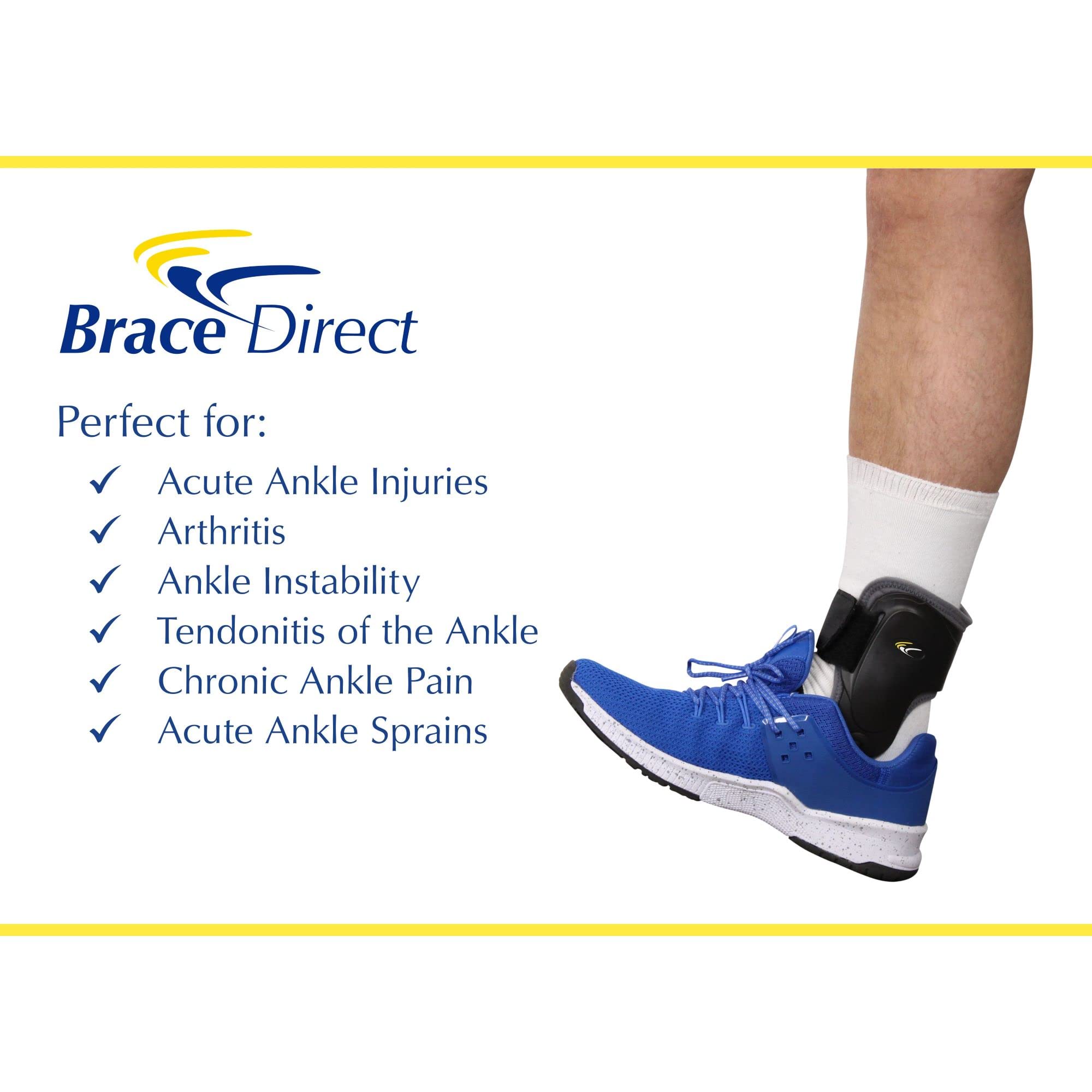 Brace Direct Ultra Comfortable In-Motion Ankle Brace, Adjustable Ankle Support, Protection and Recovery from Ankle Sprains, Sports Injury, Tendonitis, and Ankle Instability