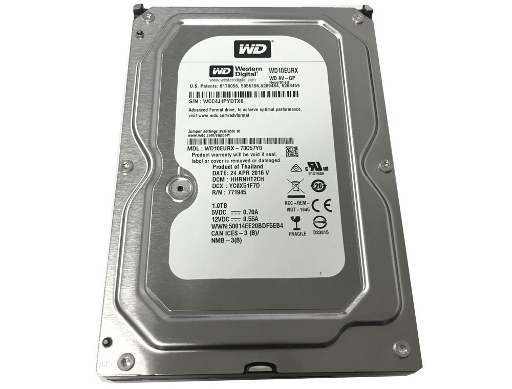 Western Digital AV-GP WD10EURX 1TB IntelliPower 64MB Cache SATA III 6.0Gb/s 3.5in Internal Hard Drive [Renewed]- w/1 Year Warranty