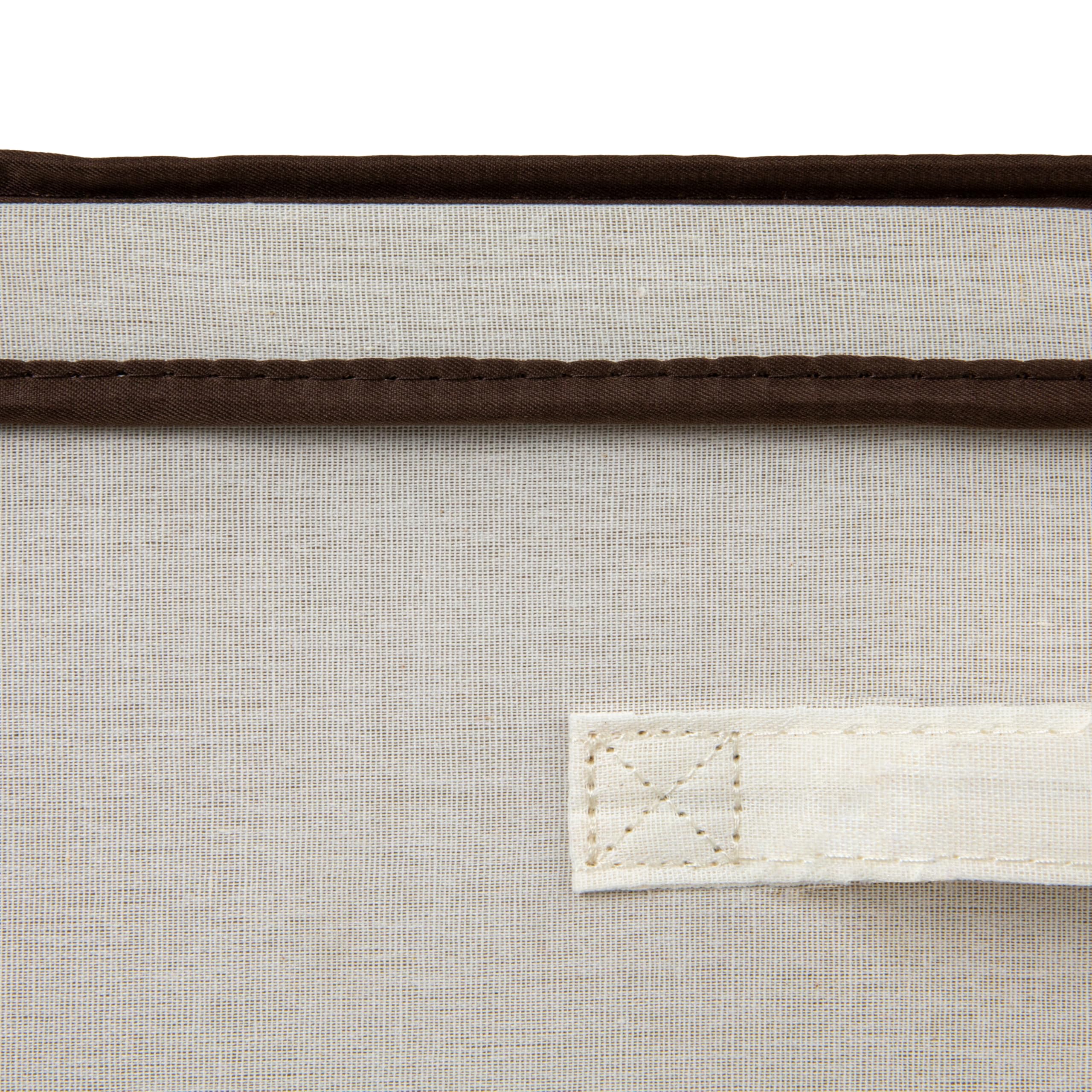 Household Essentials Square KD Storage Box With Lid, 15”x15”x10”, Breathable Canvas Sides With Sturdy Sides, Natural with Brown Trim