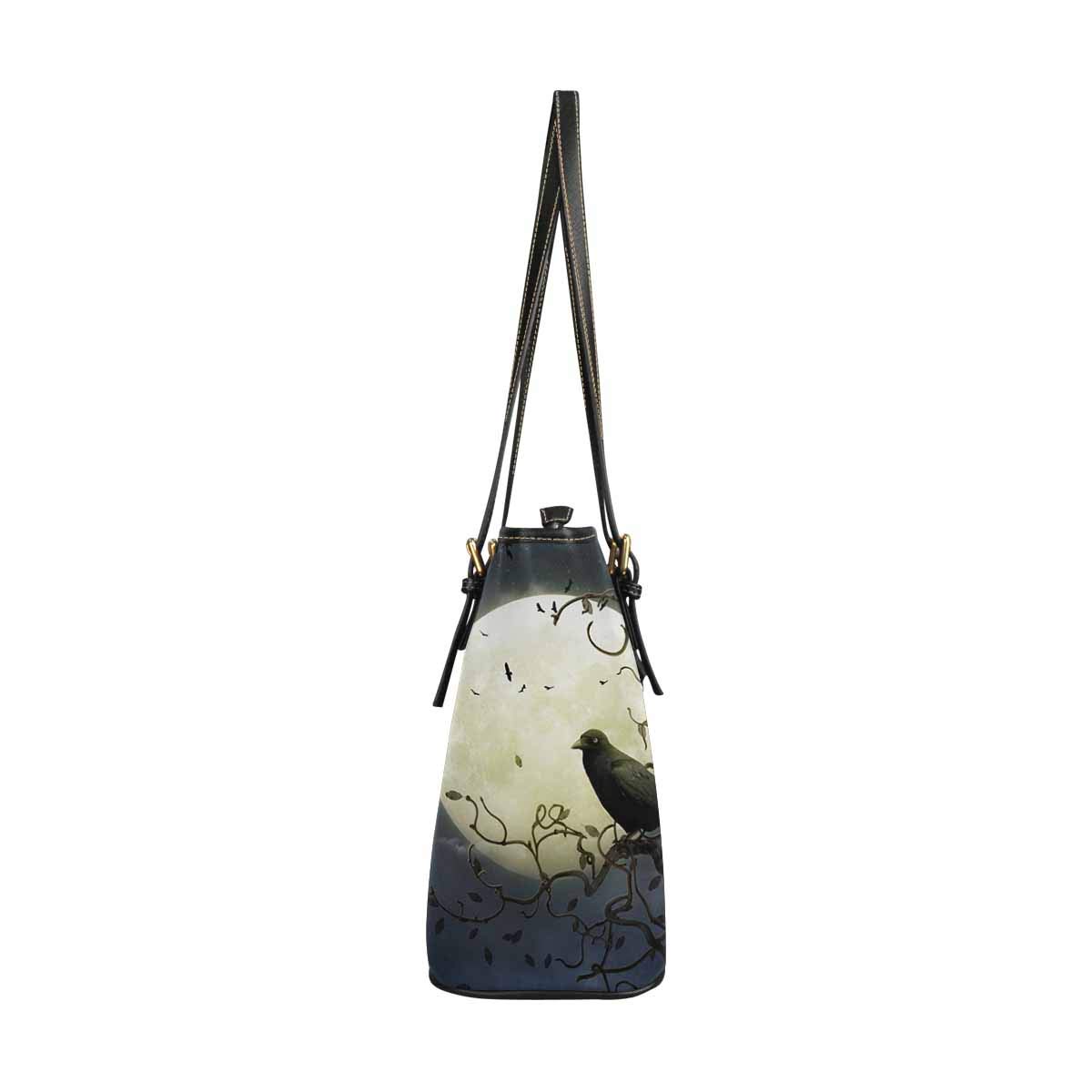 InterestPrint Womens Handbags Ladies Purses Shoulder Bags Tote Bag Crow and Moon at Night
