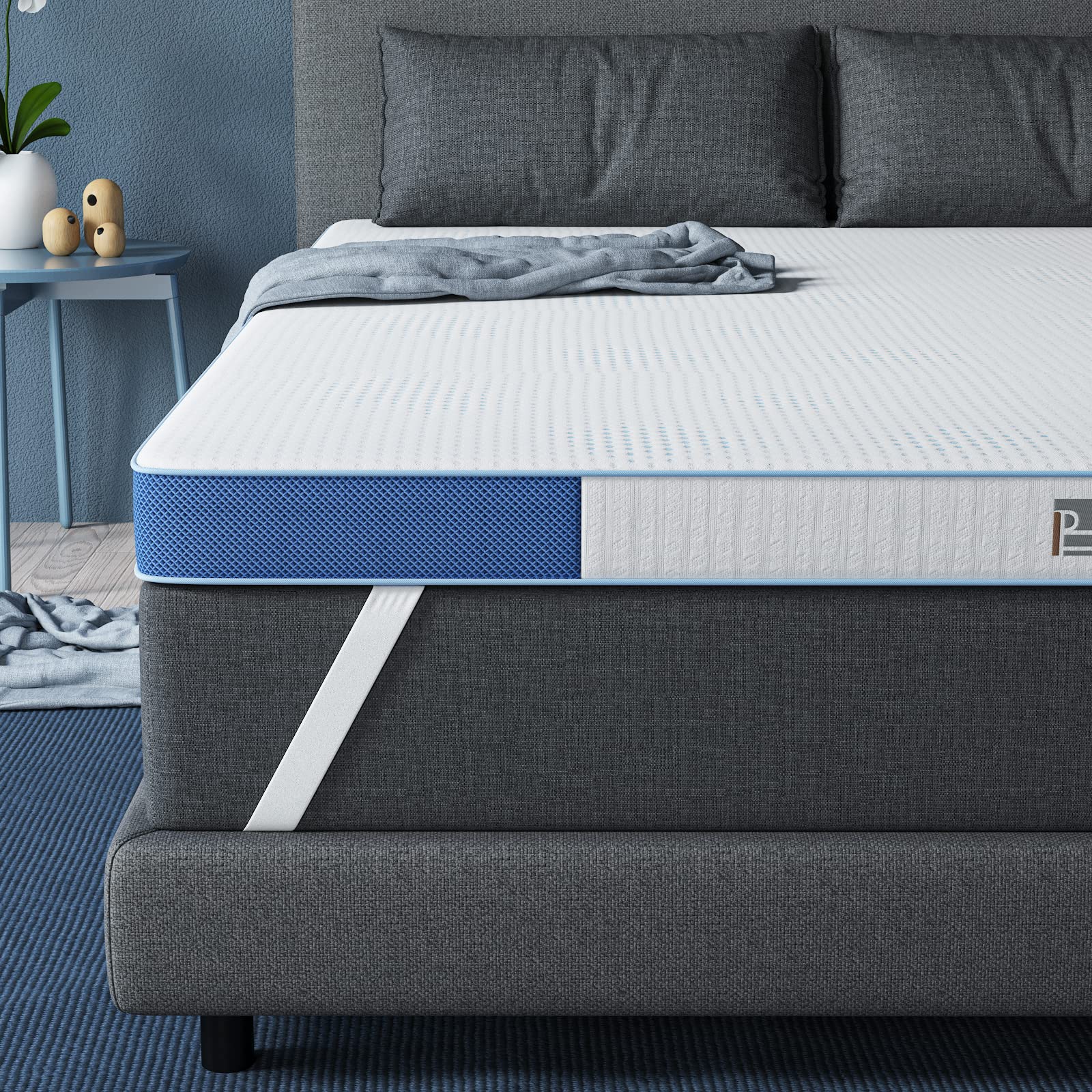 BedStory Extra Firm Mattress Topper Queen, 3 Inch Deep Sleep Memory Foam Mattress Topper for Pressure Relief, High-Density Foam Provides Extra Lumbar Support, 30 Days Trial