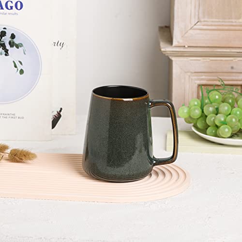 Large Ceramics Coffee Mugs,24 OZ,Large Handle Design,Extra Large Tea and Coffee Cup for Office and Home,Microwave And Dishwasher Safe(Color:24 oz green)