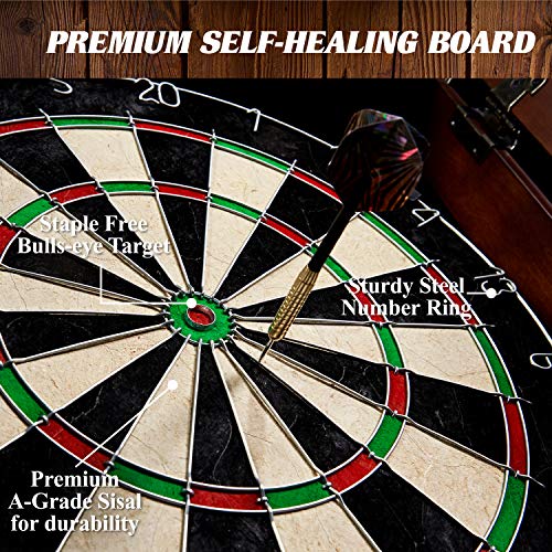Barrington Billiards Chatham Wood Dartboard Cabinet With 18β Bristle Dartboard and Steel Tip Dart Set