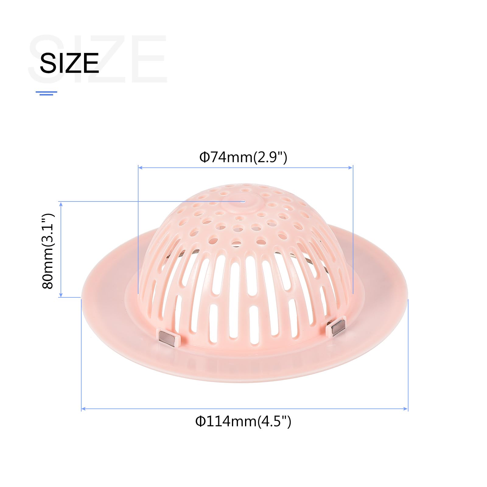 METALLIXITY Bathroom Sink Drain Strainer(4.5" x 3.1") 2pcs, Stainless Steel Sink Strainer Hair Catcher Fits for Bathroom Bathtub Wash Basin Hole Drains, Pink