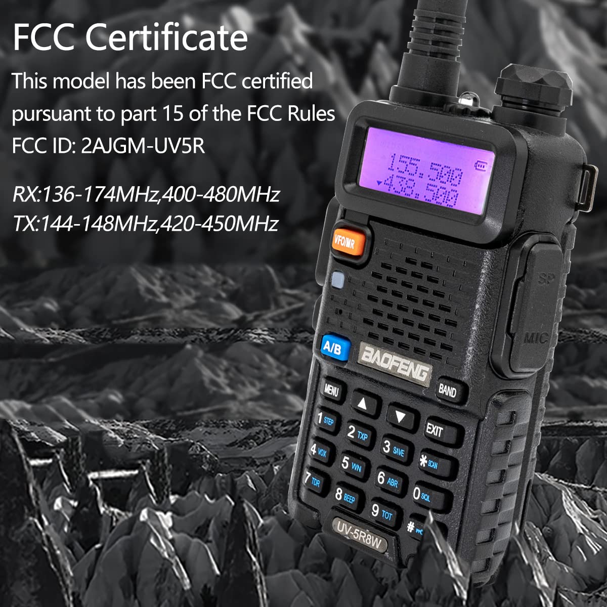 BAOFENG UV-5R 8W High Power Radio Long Range Walkie Talkie FCC ID Handheld Two Way Radio with 6 Way Multi Gang Charger,Programming Cable,6Pack