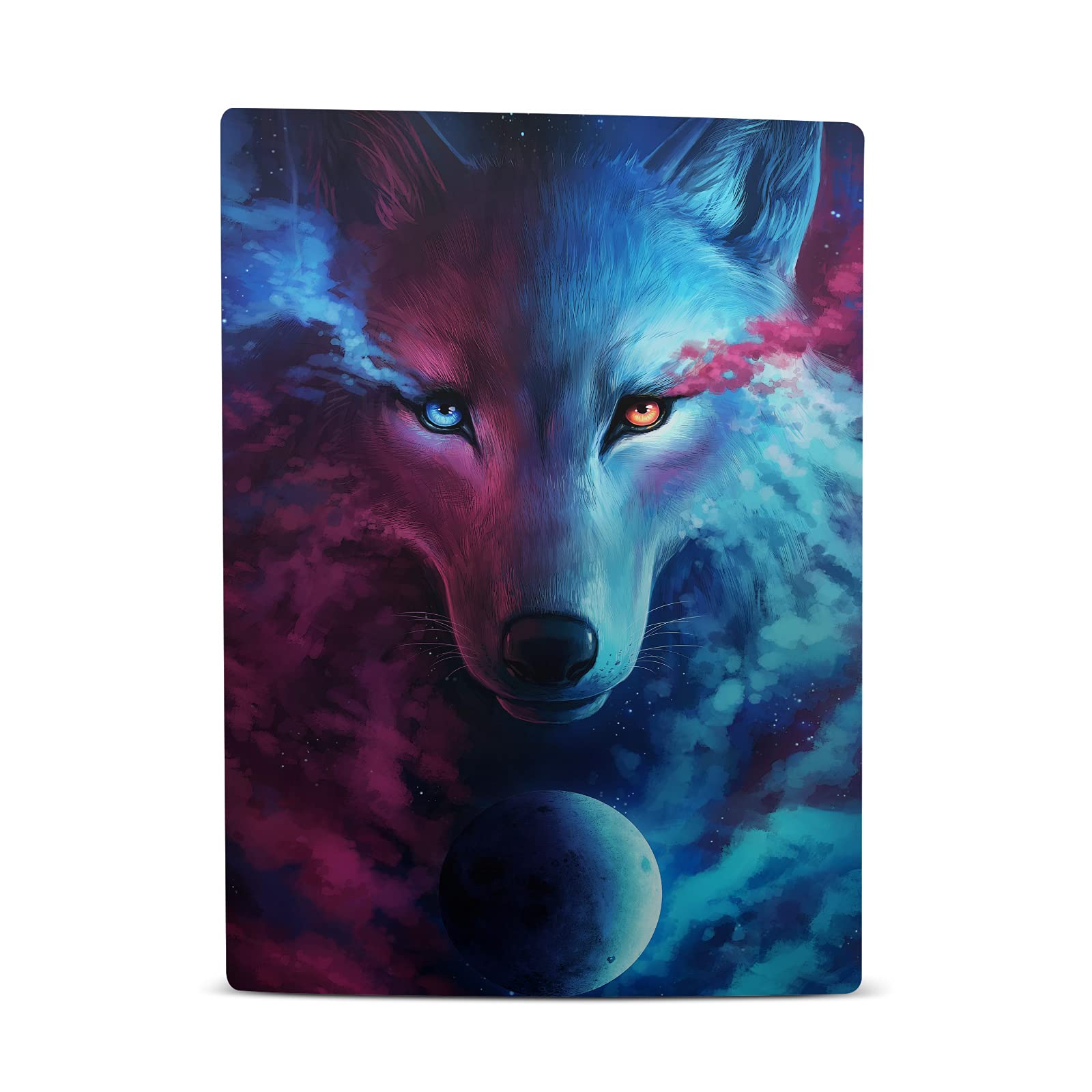 Head Case Designs Officially Licensed Jonas "JoJoesArt" Jödicke Wolf Galaxy Art Mix Vinyl Faceplate Gaming Skin Decal Compatible With Sony PlayStation 5 PS5 Digital Console and DualSense Controller
