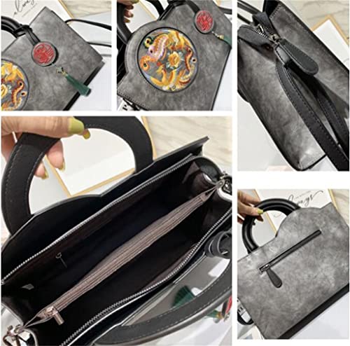 BZLSFHZ Winter Women's Tote Bag Chinese Style Retro Handbag Large Capacity Women's Shoulder Bag (Color : E, Size : 32(L)*24(H)*14(W) cm)