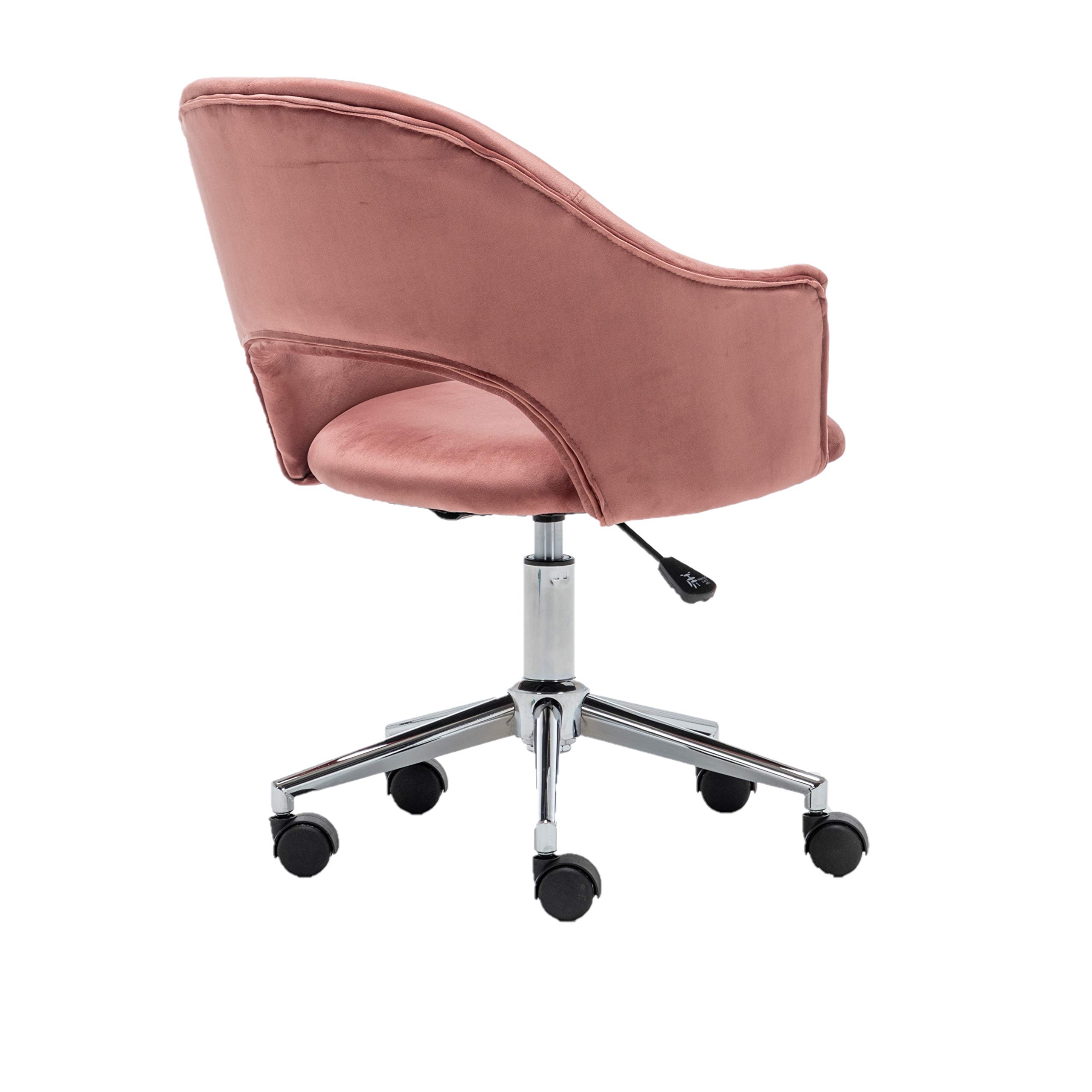 BTEXPERT Midback Swivel Task Vanity Makeup Work, Rose Pink (5155) Velvet Home Office Chair, Adjustable Upholstered Accent