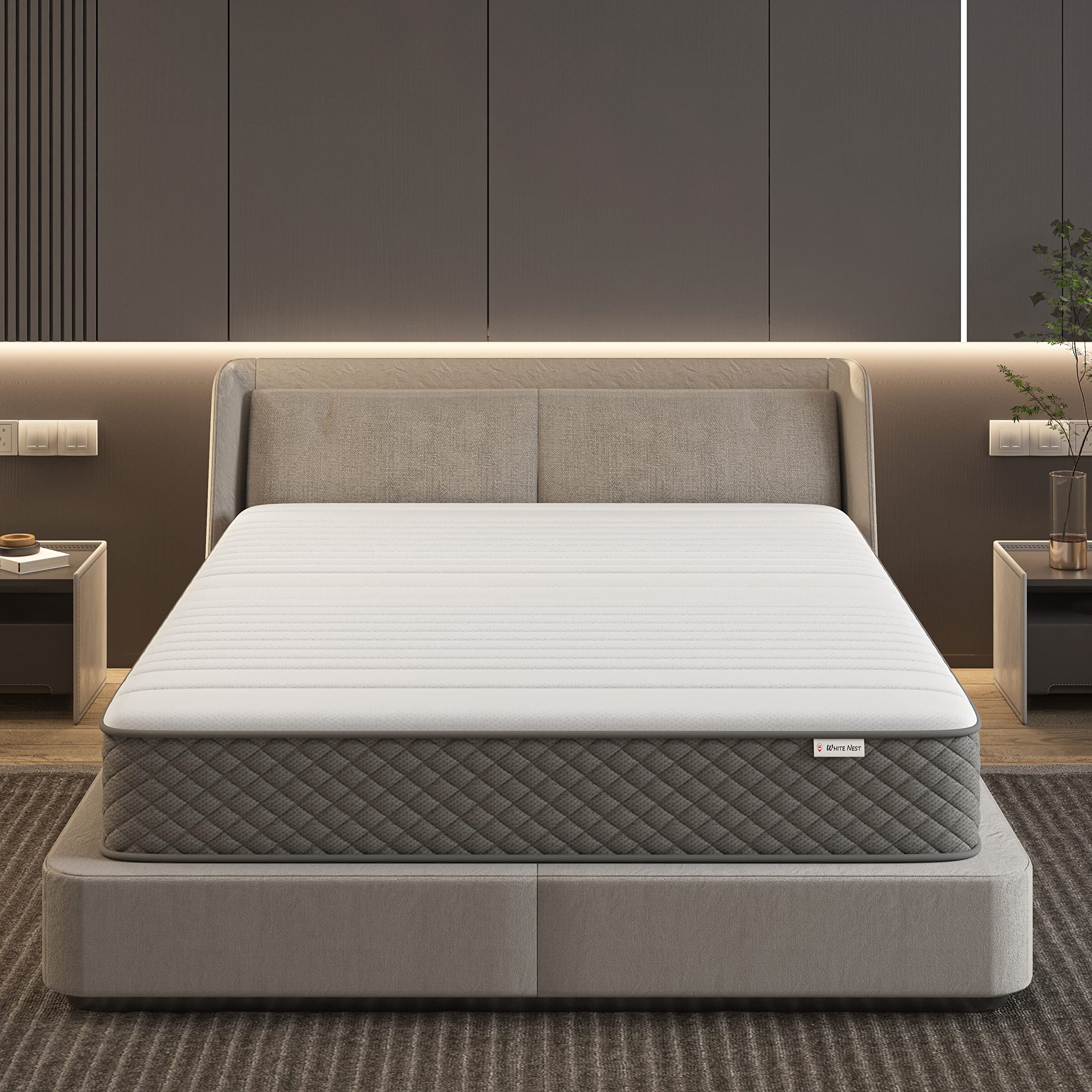WHITE NEST Queen Mattress, 10 Inch Memory Foam Mattress with Innerspring Hybrid Mattress in a Box Pressure Relief & Supportive Queen Size Mattress(Queen)