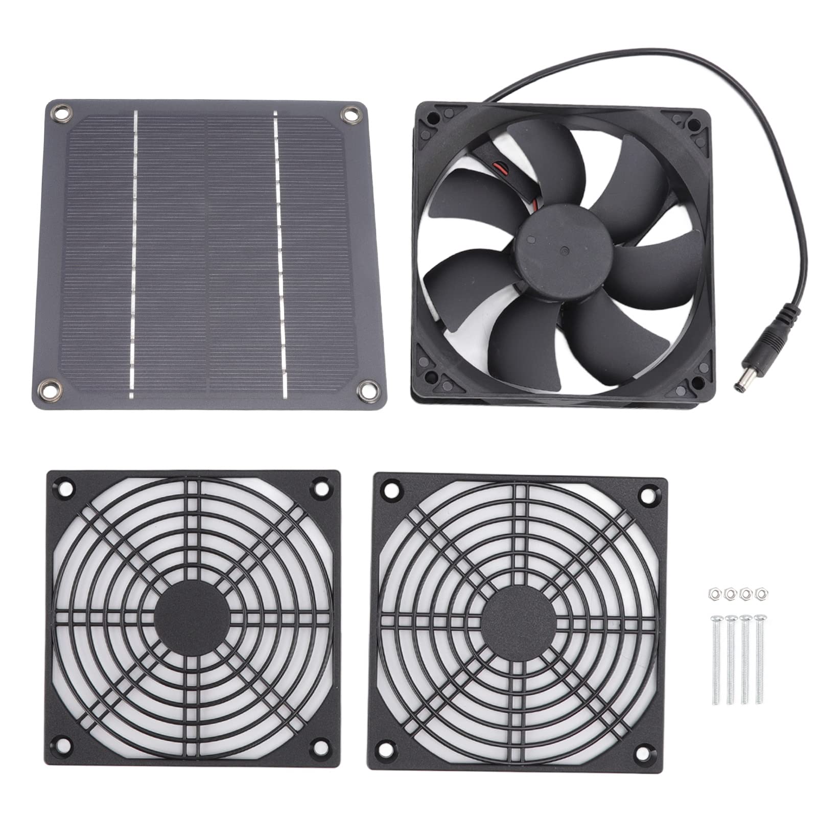 Cryfokt Waterproof Solar Powered Exhaust Fan, Outdoor Solar Panel Fan Kit Portable Ventilator with 39In Cable, Cooling Ventilation for Greenhouse, Chicken Coops, Sheds