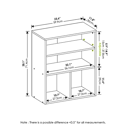 Furinno Pasir 3 Tier Display Bookcase, White & Luder Bookcase/Book/Storage, 7-Cube, White