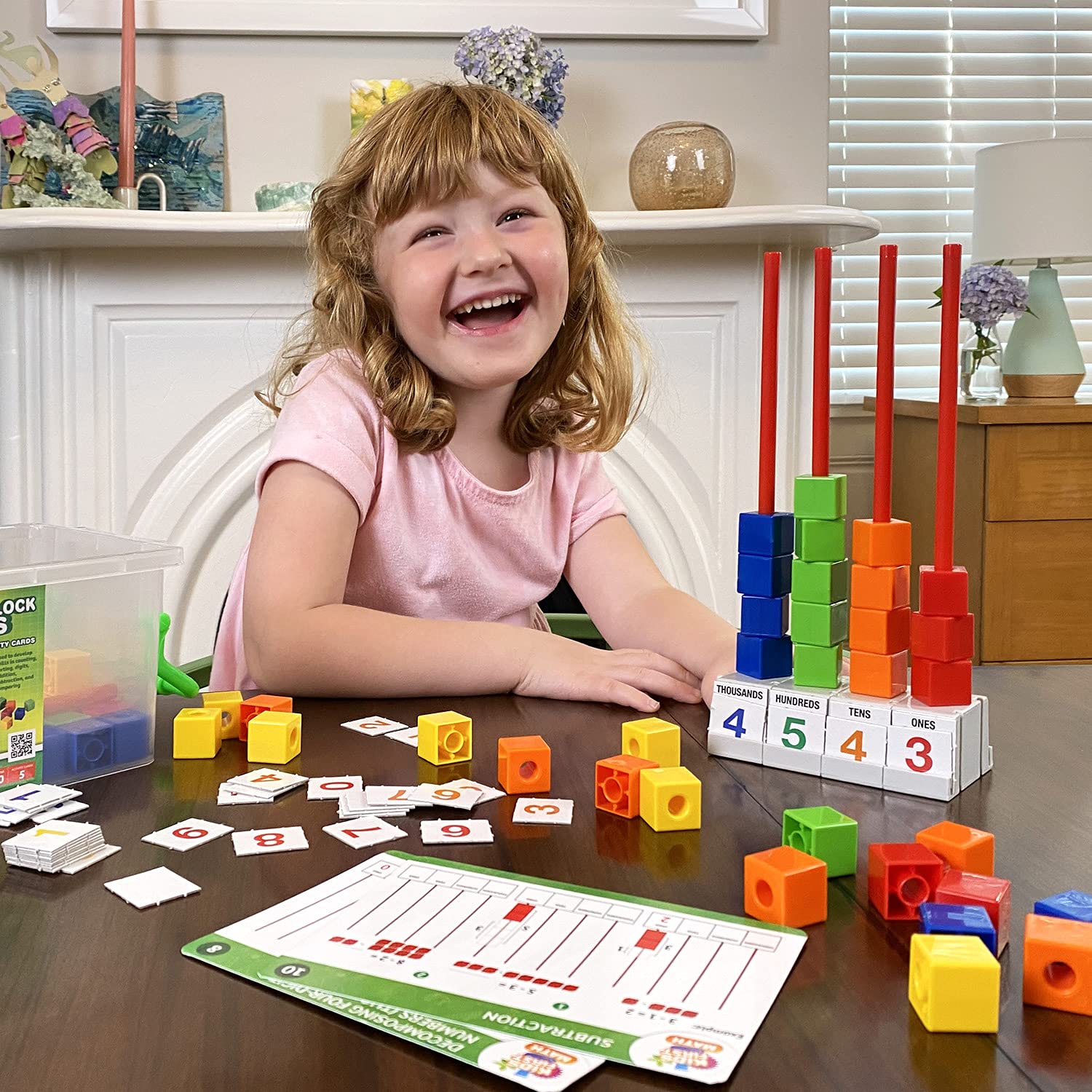 Kids First Math: Stacking Block Abacus Math Kit w/ Activity Cards | Develop Skills in Counting, Sorting, Subtraction, Addition & More | Visual Hands-on Math for At-Home or Classroom Learning, Ages 3+