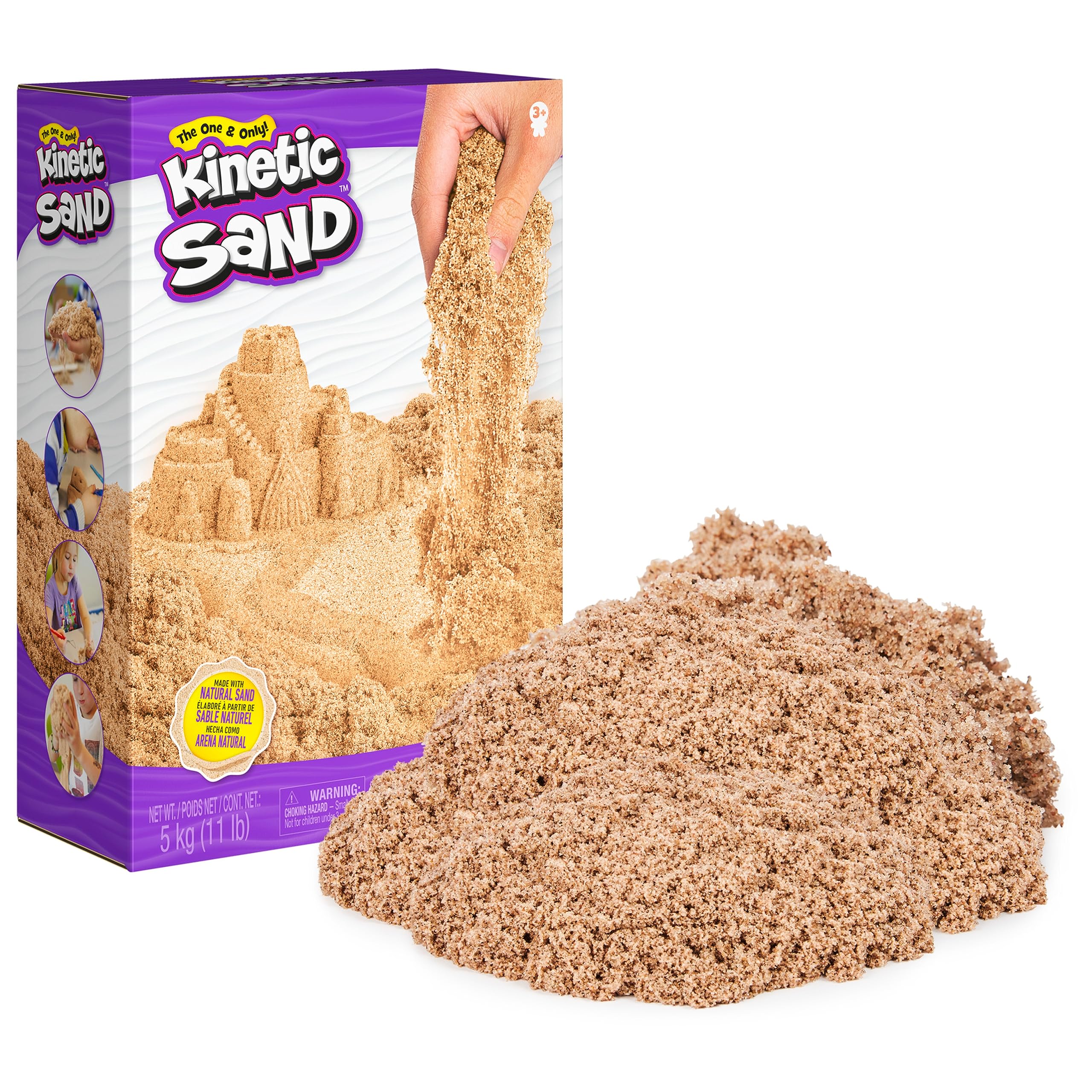 Kinetic Sand, 11lb (5kg) Natural Brown Bulk Play Sand for Arts and Crafts, Sandbox, Moldable Sensory Toys for Kids Ages 3 and up