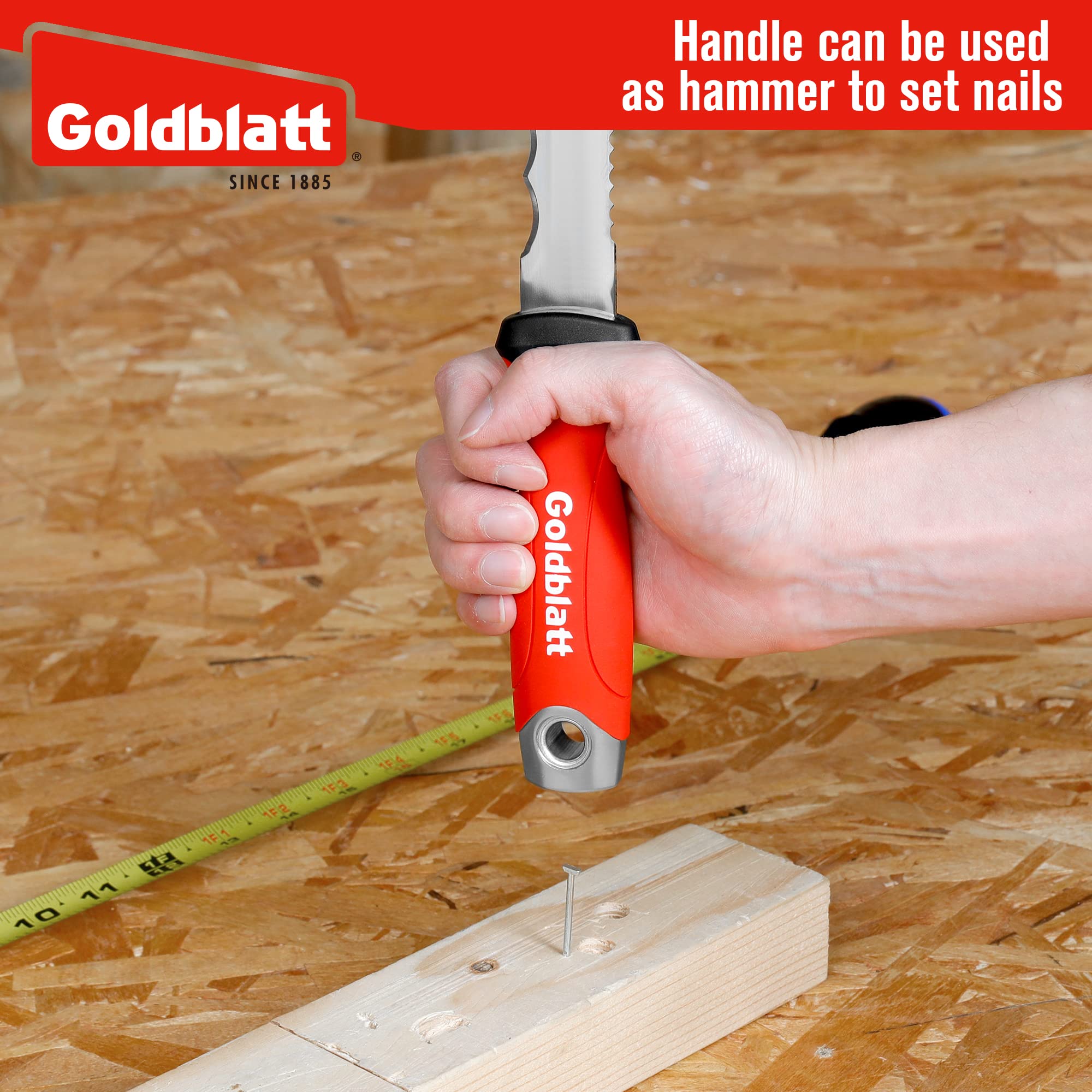 Goldblatt Insulation Knife, 8 Inch Stainless Steel Blade - Serrated Sharp Double Side Utility Knife Tool for Cutting Heat Material, Styrofoam - Rockwool Sod Cutter Lawn Repair Garden Knife