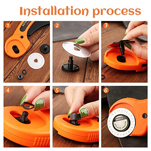 Fabric Cutter, 45mm Ergonomic Rotary Cutter - Leather Cutting Tool ,Rotary Fabric Cutter, Sewing Rotary Cutter, Fabric Cutter Wheel& Squeeze Trigger for Quilting, Sewing, Crafts