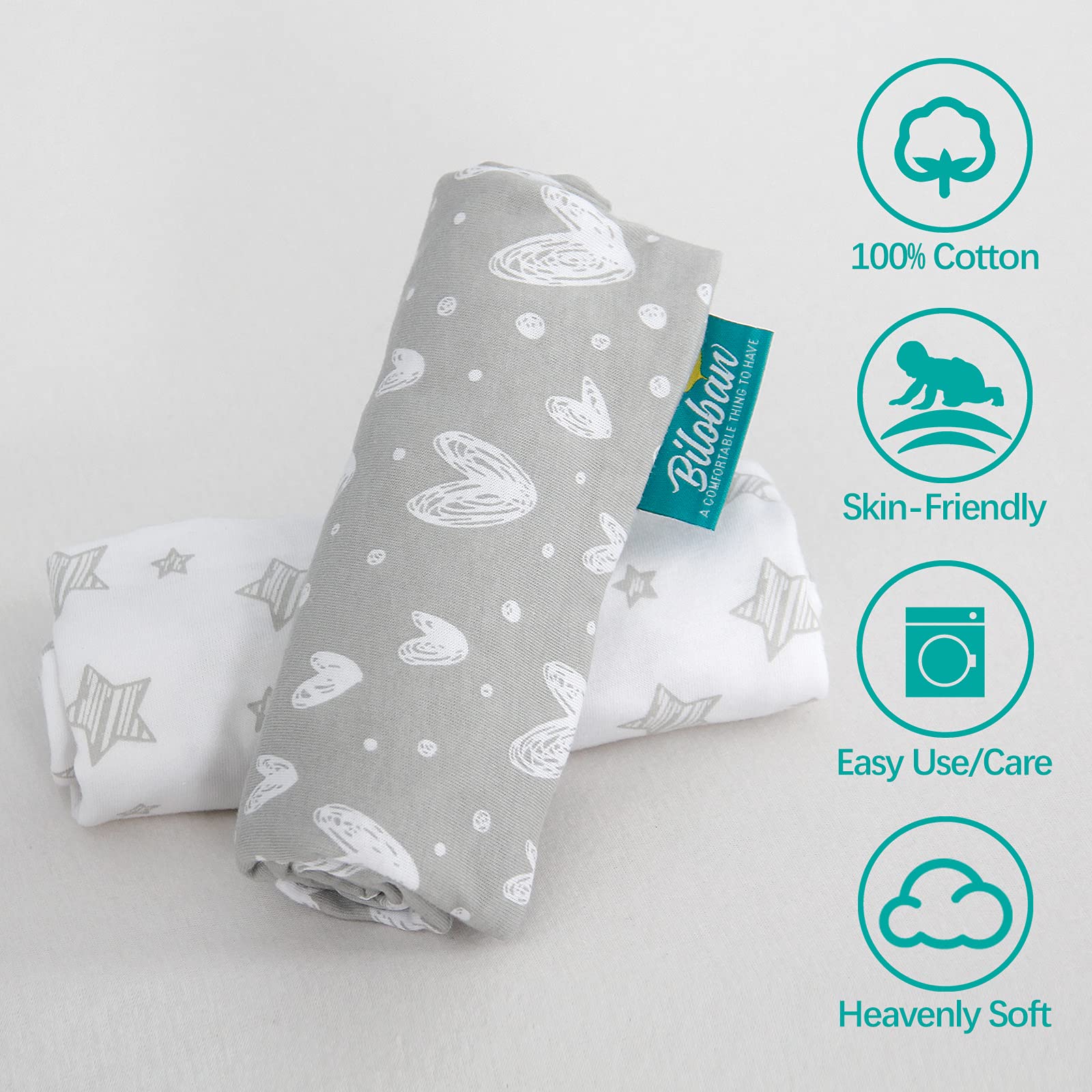 Bassinet Sheet 2 Pack Compatible with Halo BassiNest Swivel Sleeper, Envelope Style 100% Cotton Breathable & Soft & Skin-Friendly Grey & White Bassinet Sheets