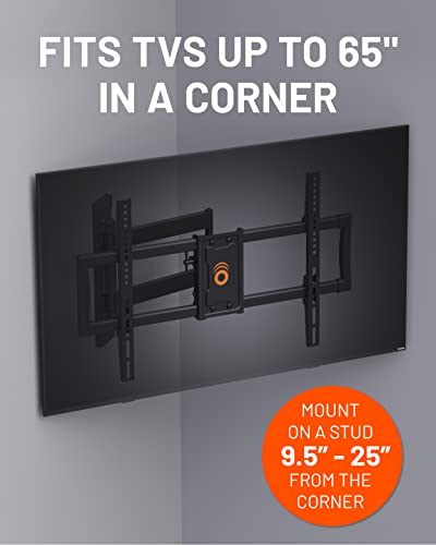 ECHOGEAR Corner TV Wall Mount for Big TVs - 24 Inches of Extension Plus Smooth Full Motion - Mount TVs Up to 65" in The Corner Or Up to 75" On A Flat Wall - Drilling Template & Cable Ties Included