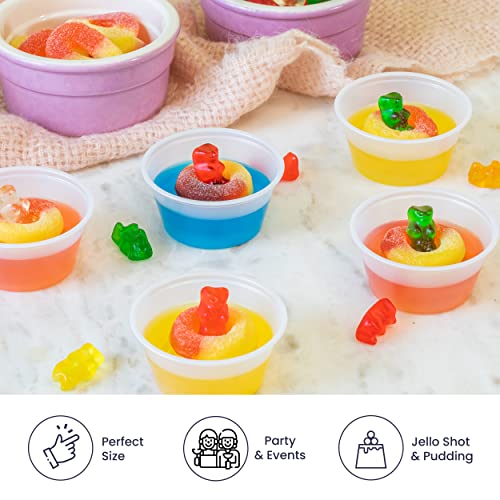 Fit Meal Prep [250 Pack] 2 oz BPA Free Plastic Portion Cup - Disposable Jello Shots Sauce Condiment Souffle Dressing Mini Containers, Cups No Lids