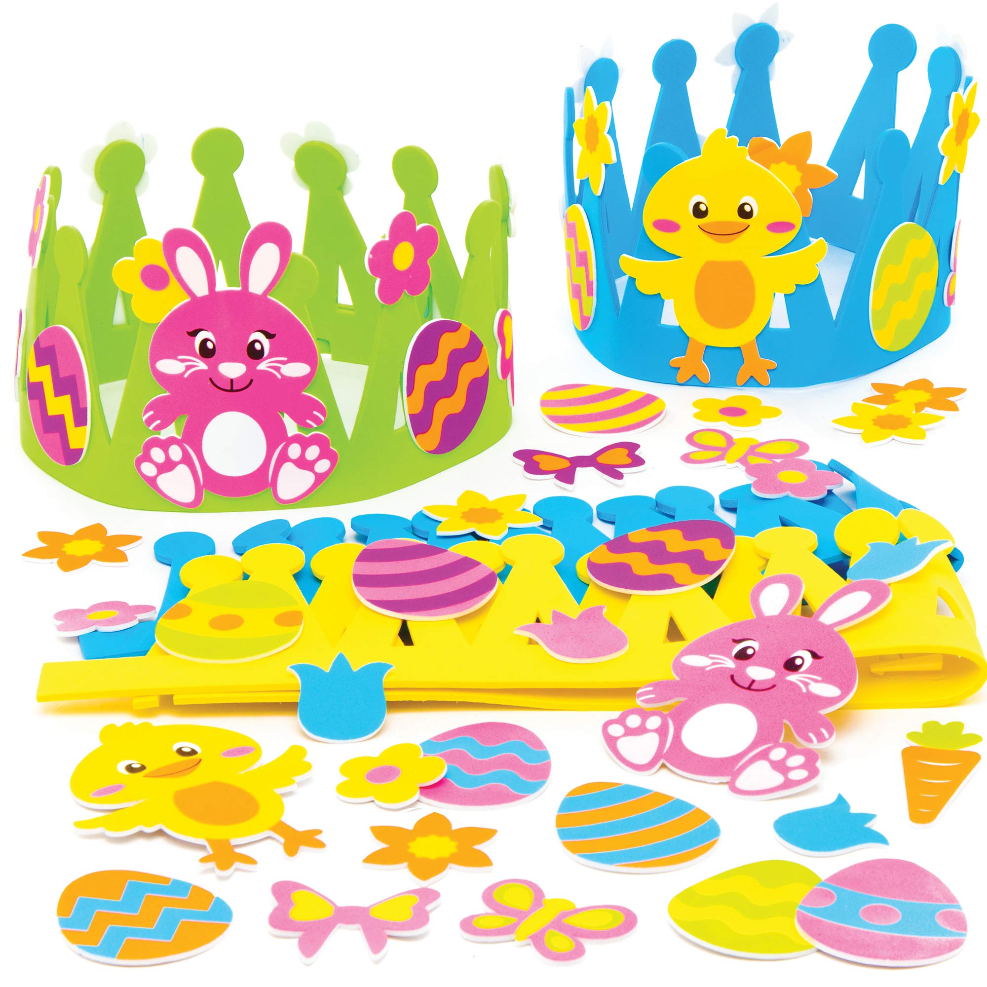 Baker Ross AT514 Easter Crown Kits - Pack of 3, Foam Craft Activities for Kids to Assemble, Decorate and Display, Great as a Gift for Creative Children