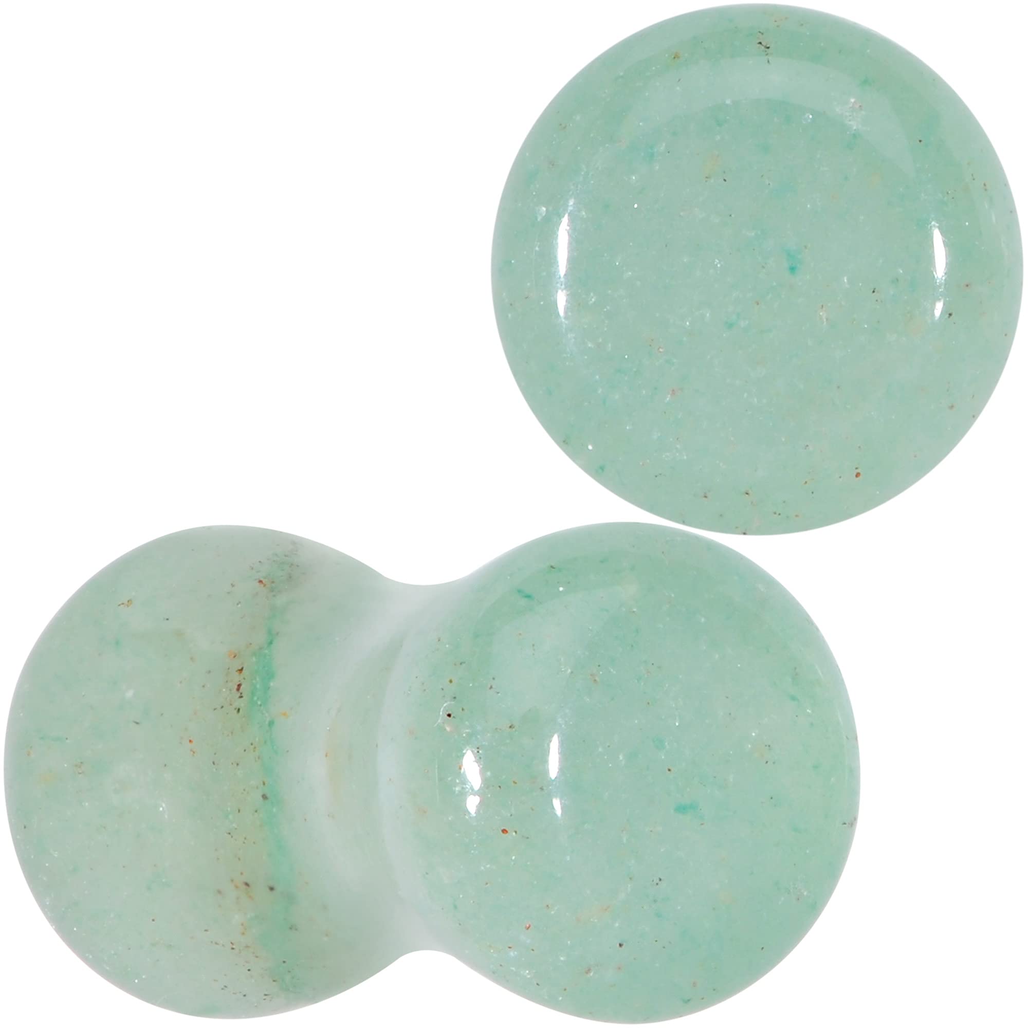 Body Candy 6G 2PC Natural Green Aventurine Stone Saddle Plugs Double Flare Plug Ear Plug Gauges Set of 2