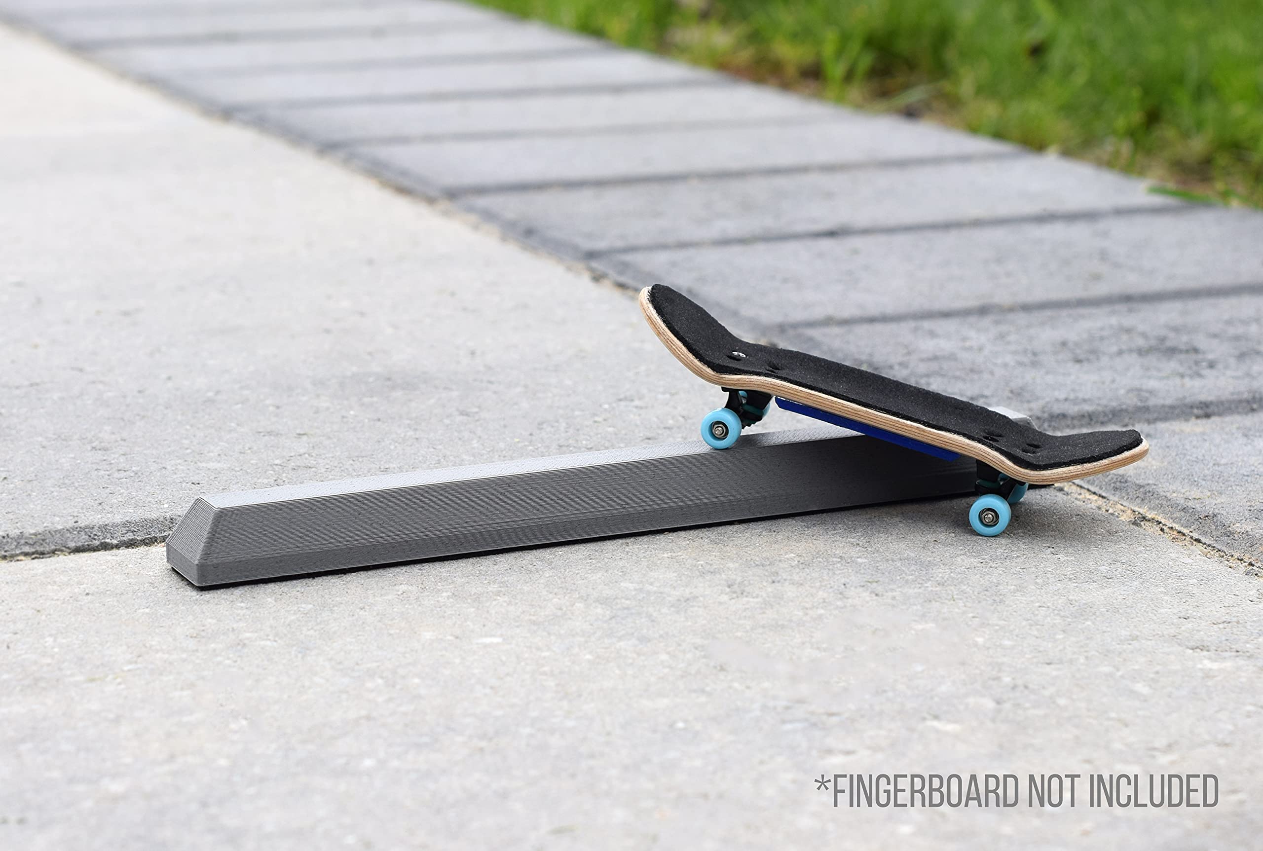 Teak Tuning Fingerboard Straight Poly Ramp - 7" Straight Parking Curb in Concrete Grey Colorway