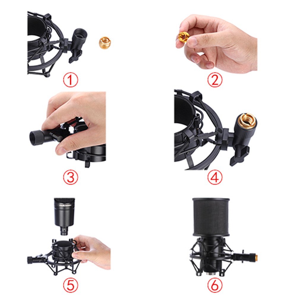 BTOOP Mic Large Foam Cover Microphone Windscreen with Shock Mount for AT2020,MXL,Condenser Microphone,Mic Anti-Vibration Suspension Shock Mount Holder Clip for Diameter1.8in-2.05in Microphone Black