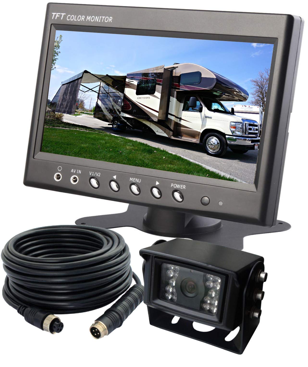 AutoPal 7"Wired Reverse Rear View Backup Camera System, Reverse/Continuous Use,NIGHT VISION WATERPROOF IP69K VIBRATION-PROOF 10G for TRACTOR/TRUCK/RV/MOTORHOME/EXCAVATOR/CARAVAN/SKID STEER/HEAVY EQUIP