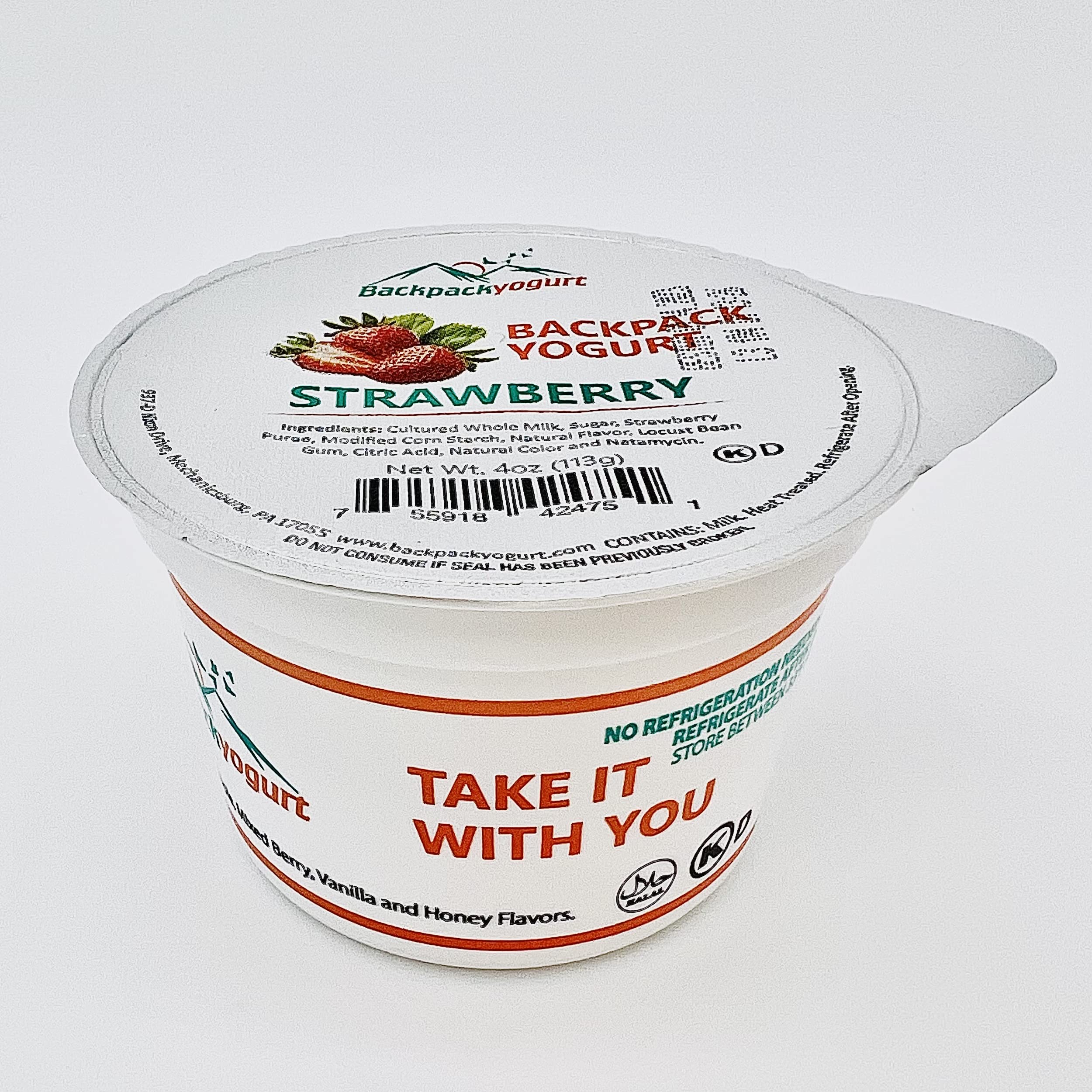 Backpack Yogurt, Strawberry 4 oz. (48 count) - Real Fruit Yogurt - No Fridge Needed - Kosher Certified - Gluten Free Snack For All Ages