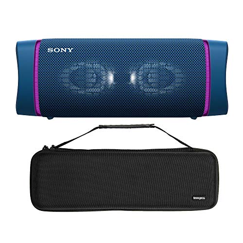 Sony SRSXB33 Extra BASS Bluetooth Wireless Portable Waterproof Compact Speaker (Blue) Bundle with Knox Gear Hardshell Travel and Storage Case (2 Items)