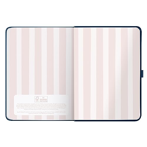 Busy B Busy Life Diary January to December 2024 - A5 Navy - Faux Leather Week to View Planner with Dual Schedules, Pen Holder and Pockets