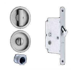 Omnia 3910 Mortise Lock for Wood Pocket Doors, Brushed Stainless Steel