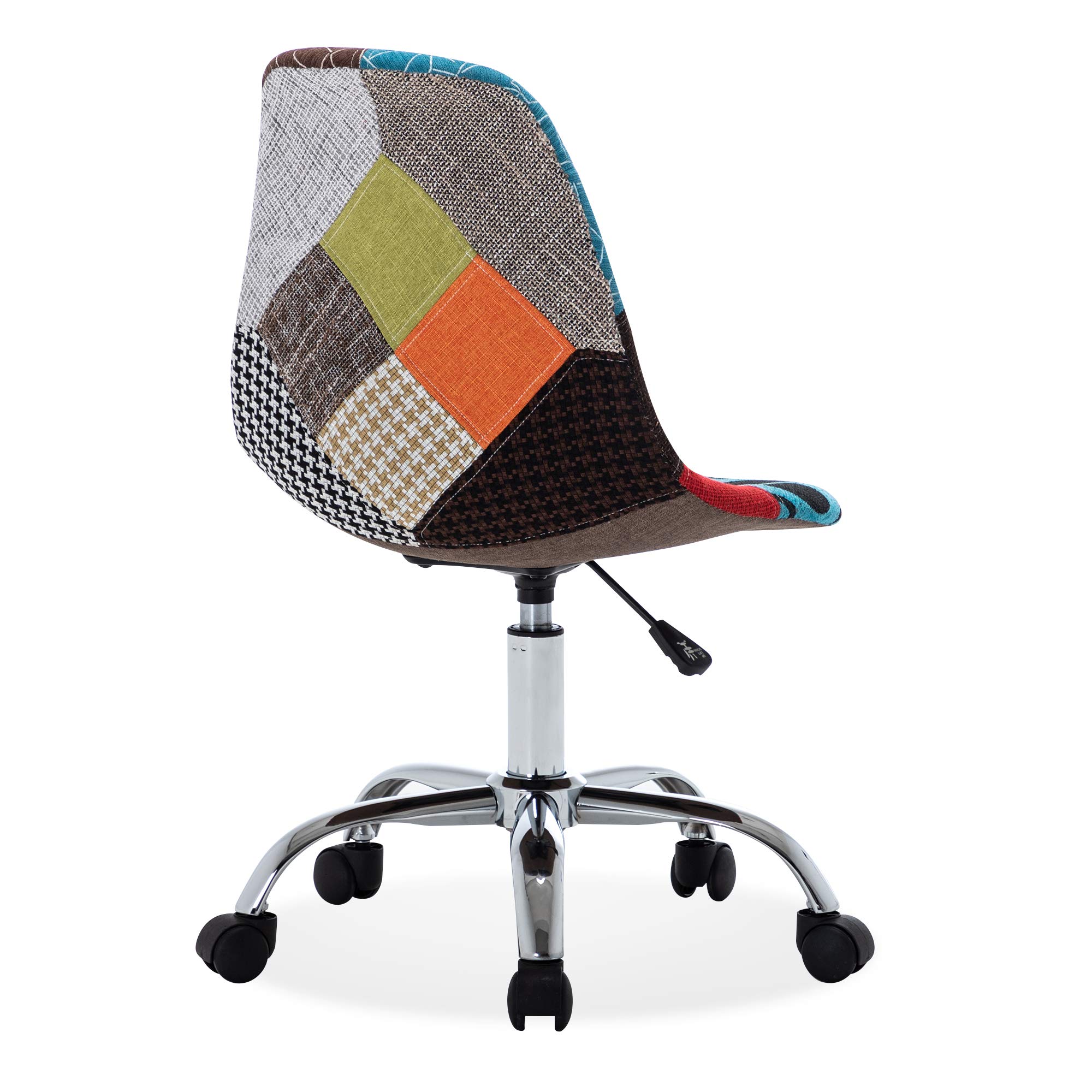 BELLEZE Modern Armless Office Ergonomic Task Conference Chair with Mid-Back Design, Linen Upholstered Seat, and Back 360 Swivel Adjustable Height - Adrian (Pattern)