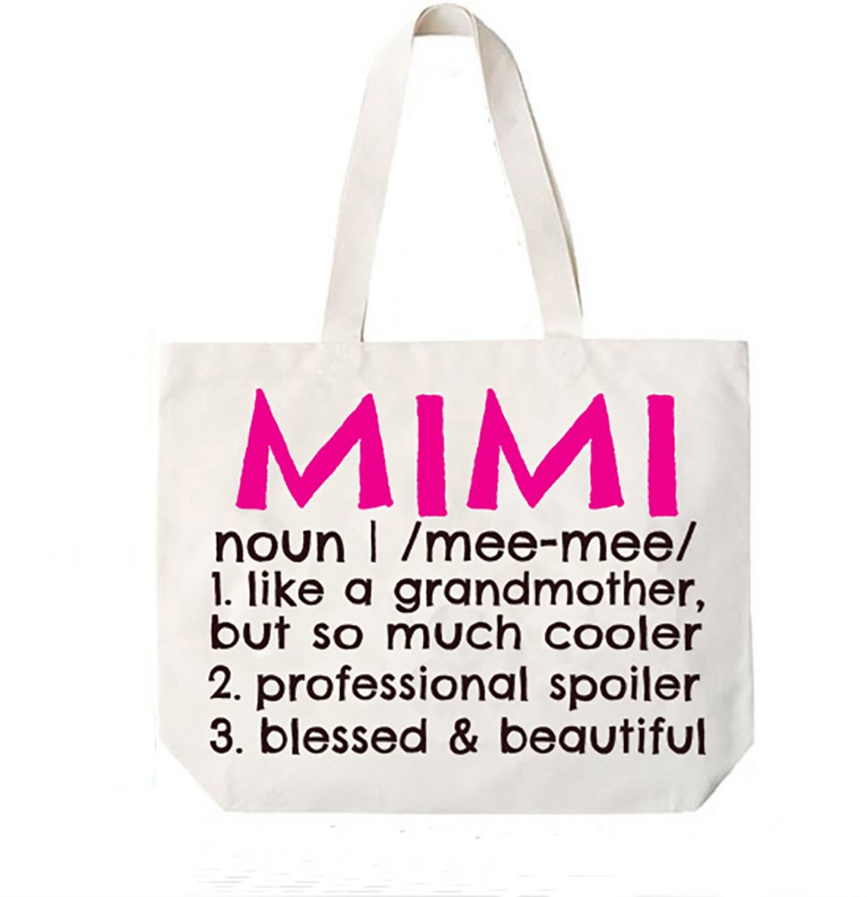 COCOVICI Mimi Tote Bag | Mimi Definition Tote Bag | Grandma Gifts | Mimi Gifts | Mimi Christmas Gift | Christmas Gift from Grandkids (Mimi Definition Pink/Black Font)