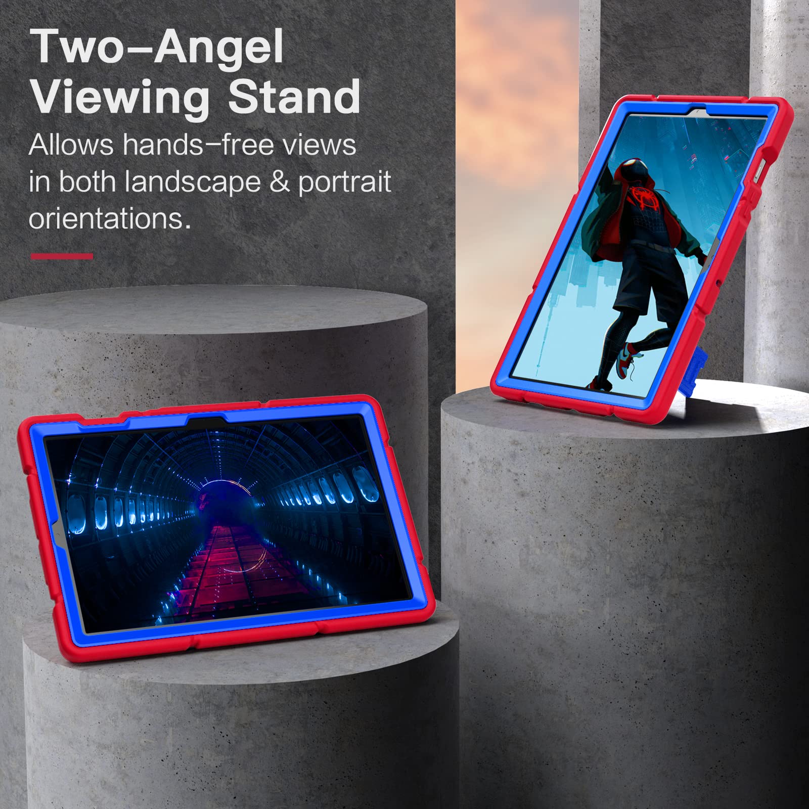 Grifobes Galaxy Tab A8 Case, for Samsung Galaxy Tab A8 Case 10.5 inch 2022 Shockproof Rugged Protective Cover with Stand for 10.5" Tablet SM-X200/X205/X207 for Kids Boys Children (Red+Blue)