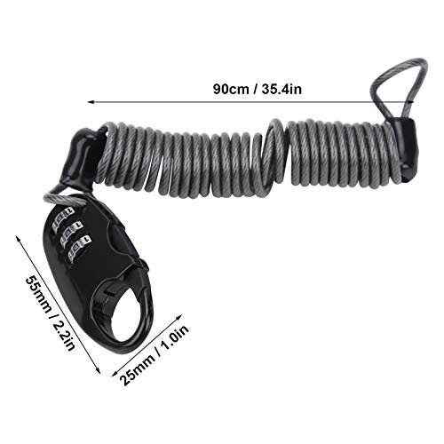 Bicycle Helmet Lock, Bike Cable Lock Steel Wire Lock Rope Design for Home for Outdoors(Black)