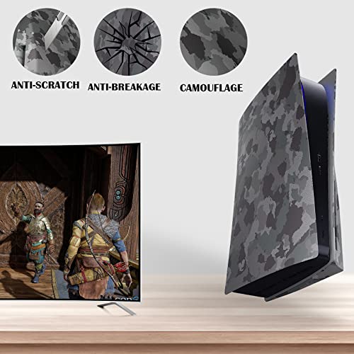 Face Plate Cover Shell for PS5 Disc Edition Console Faceplates, Playstation 5 Accessories Protective Replacement Panels (Gray Camouflage)