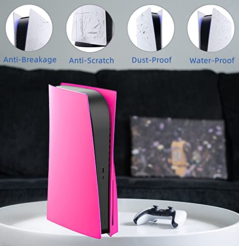Face Plates Cover Skins Shell Panels for PS5 Disc Edition Console, Playstation 5 Accessories Faceplate Protective Shell Replacement Plate Dustproof Anti-Scratch (Nova Pink)