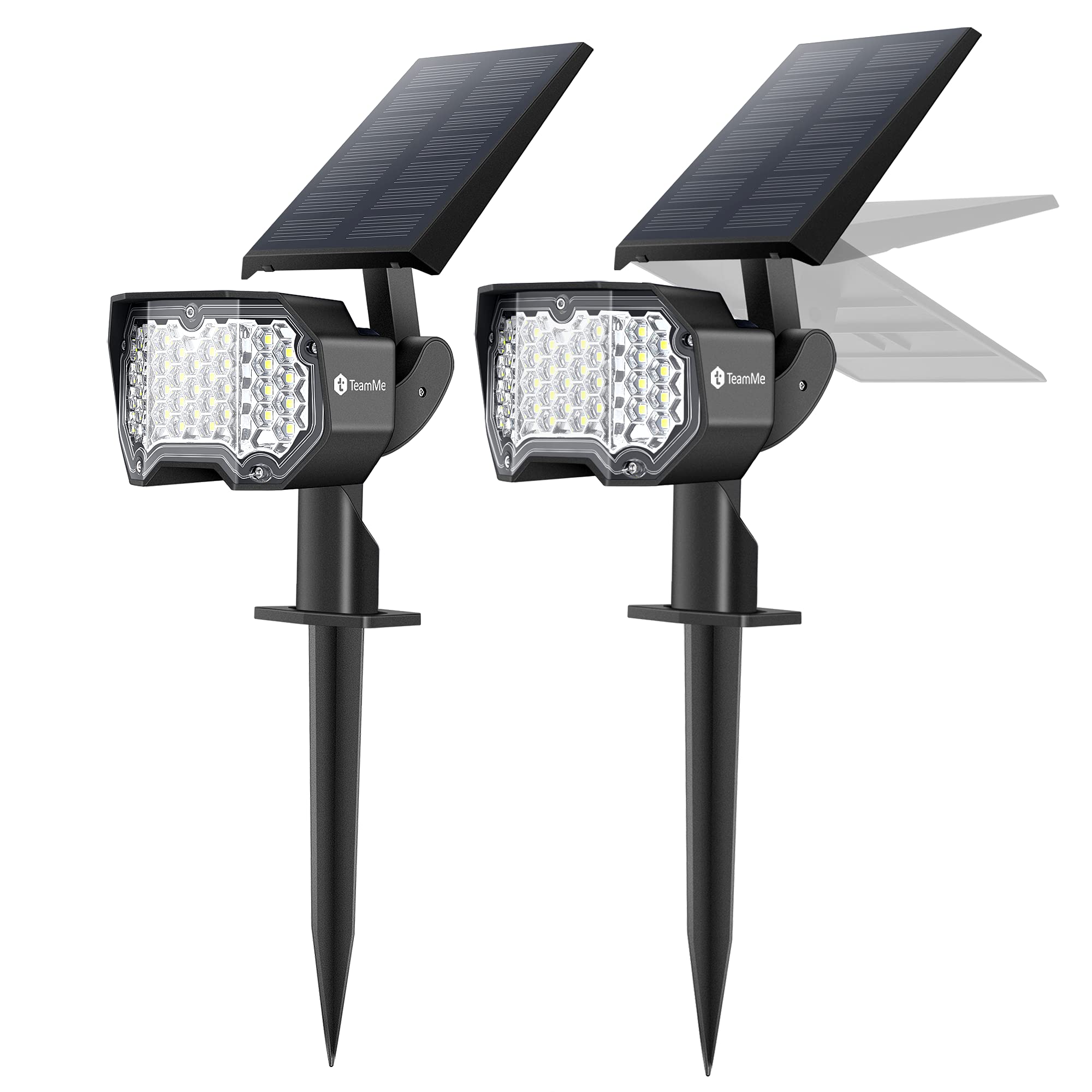 TeamMe 35 LEDs Solar Outdoor Lights, 2-in-1 Upgraded Solar Powered Landscape Spot Lights, Auto On/Off Wall Light for Garden Yard Driveway Pool, IP67 Waterproof Solar Flood Spotlights, 2 Packs