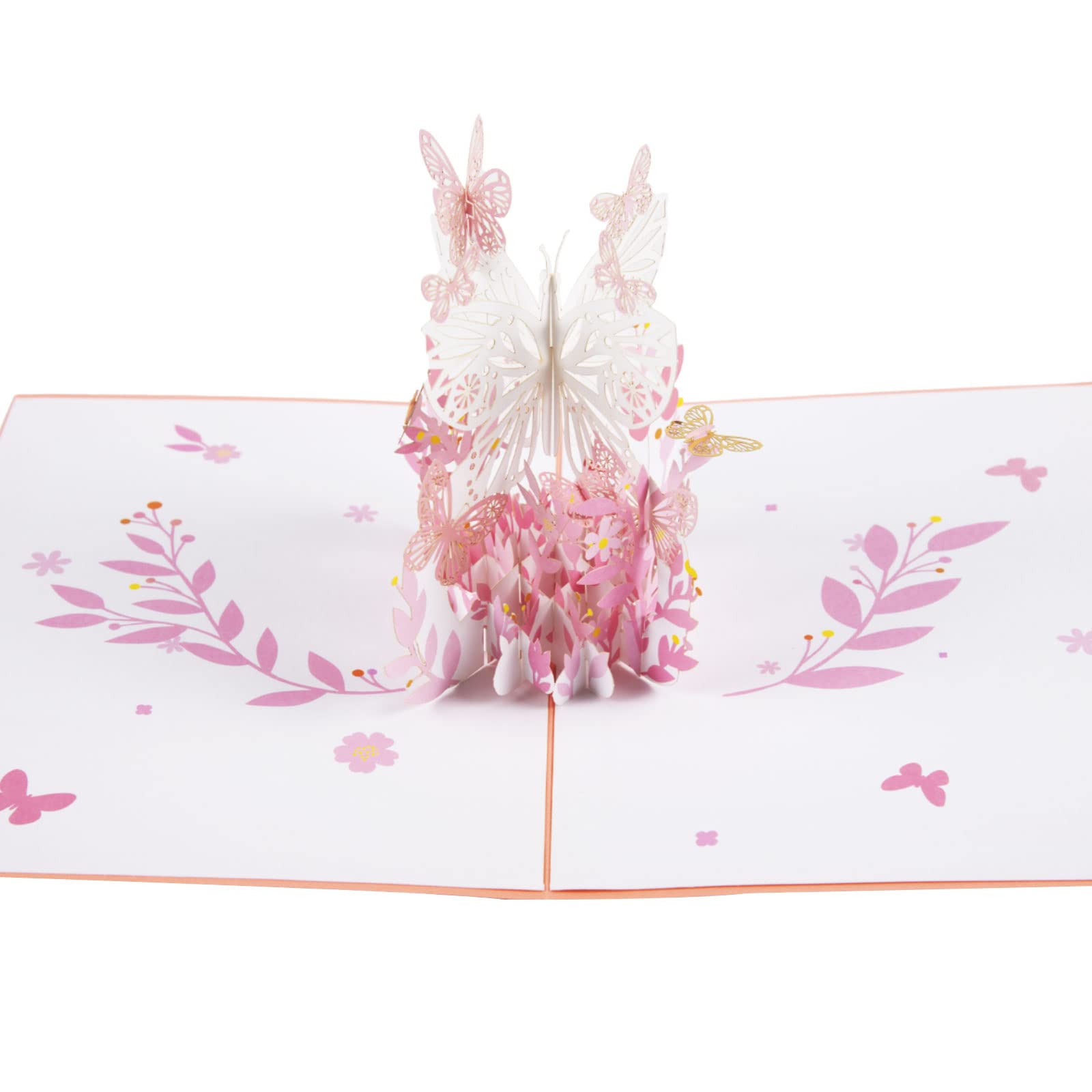 Pop Up Butterfly Birthday Card with Envelopes,3D Flying Butterflies Flower Birthday Cards,Handmade Colorful Popup Greeting Cards, For Birthday, Valentines Day,7.8x5.9 inch (Pink butterfly)