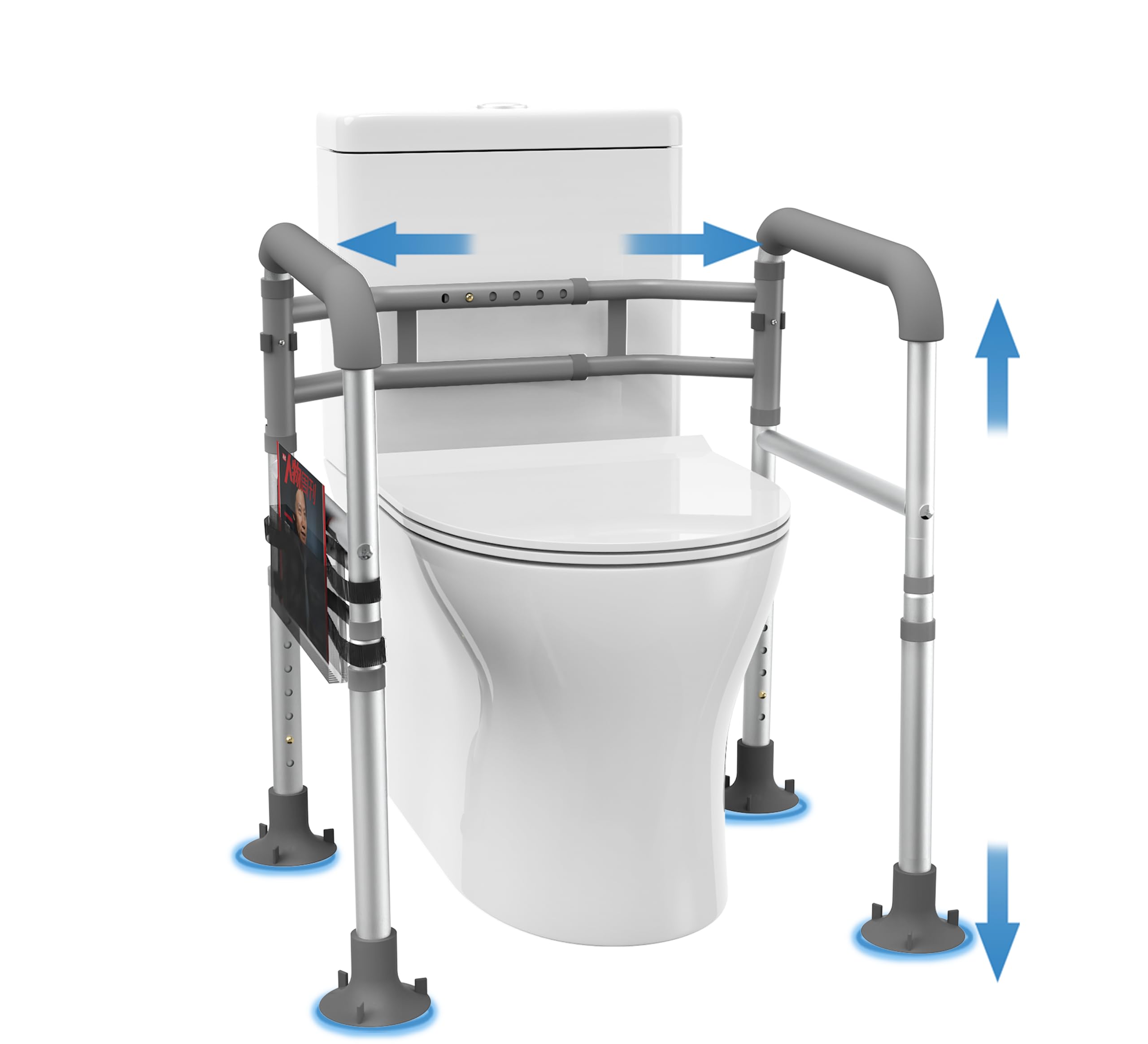 Delog Toilet Safety Rails, Adjustable Toilet Safety Frame for Elderly, Seniors, Handicap & Disabled, Toilet Frame with Handles, Foldable Handicap Toilet Rails Fit Any Toilets 400 LB