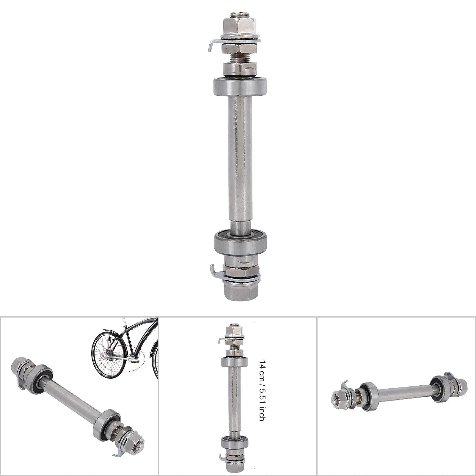Bicycle Hub Axle Mountain Bike Paired Bearings Solid Axle Riding Equipment Bicycle Accessories,for Road Bikes and Mountain Bikes((Front) axle +6000 Bearing)