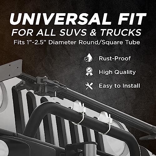 Southern Powersports High Lift Jack Mount, Attaches High Lift Jacks onto 1-inch to 2.5-inch Round or Square Tubing, High Lift Jack Adjustable Tube Mount System, Includes 3 U-Bolt Sizes, Silver