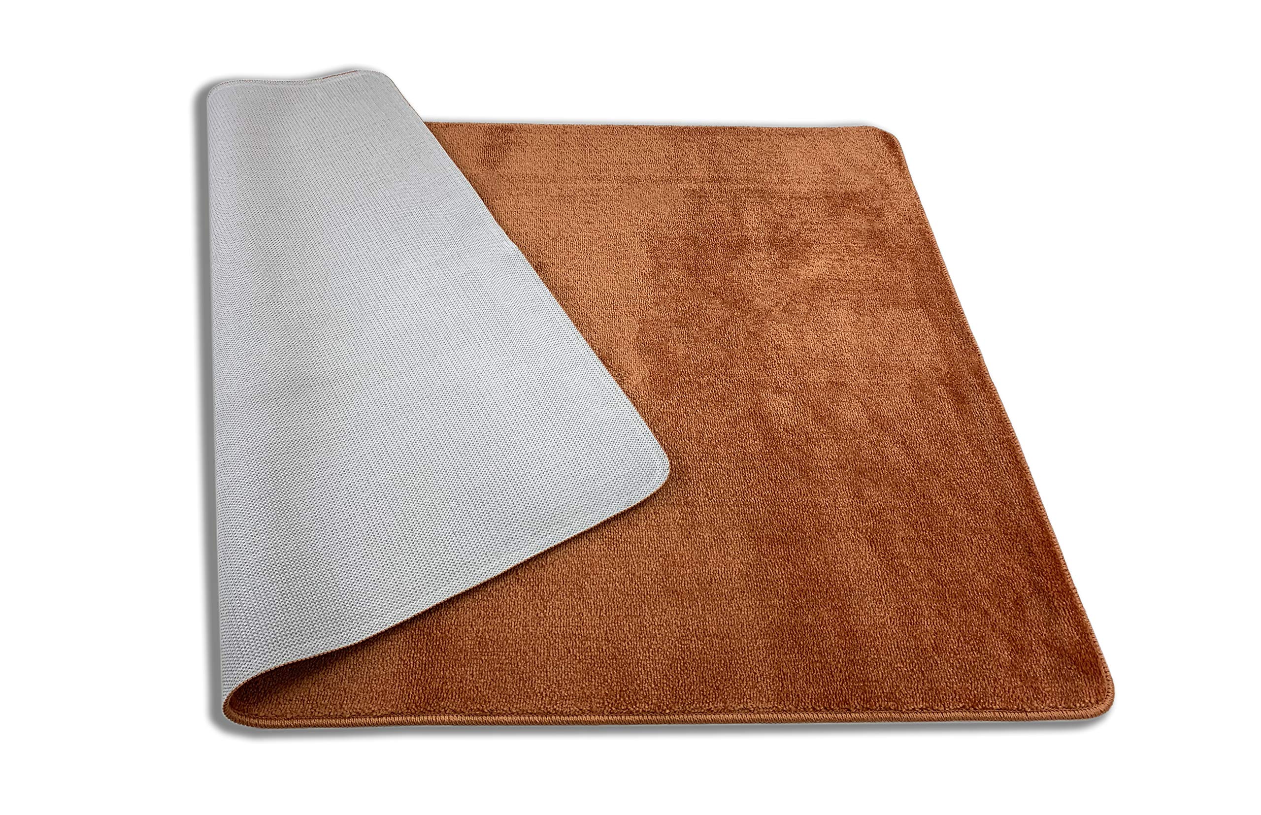 Euro Collection Solid Color Area Rug Rugs Slip Skid Resistant Rubber Backing Machine Washable More Color Options Available (Burnt Orange, 3'3" x 4'11")