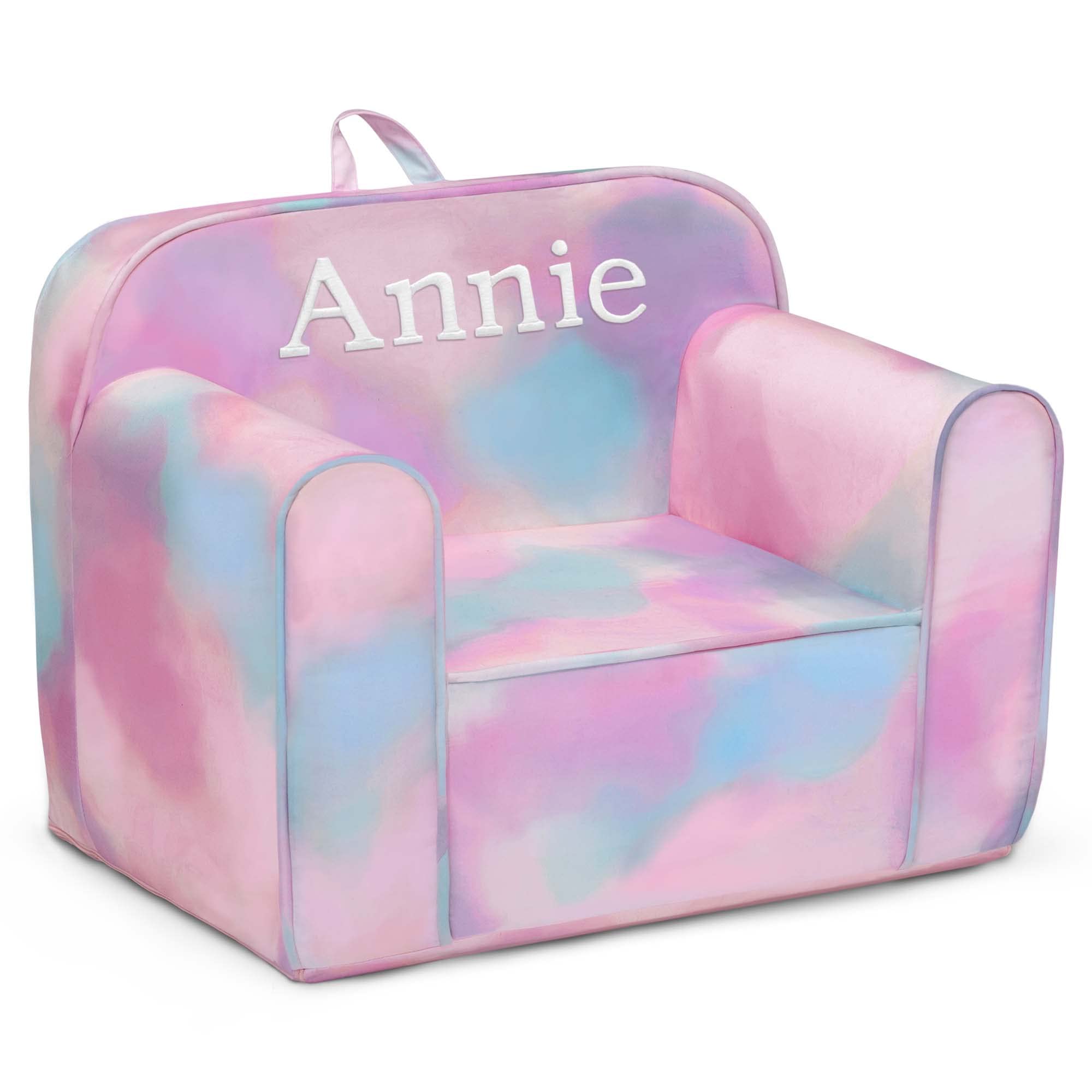 Delta Children Personalized Cozee Chair β Customize with Name β Foam Kids Chair for Ages 18 Months and Up, Tie Dye