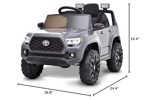 Blitzshark 12V Kids Ride on Car Licensed Toyota Tacoma Battery Powered Motorized Electric Vehicle, with Remote Control, Digital Display, Spring Suspension, Storage Space, Music & FM, Grey