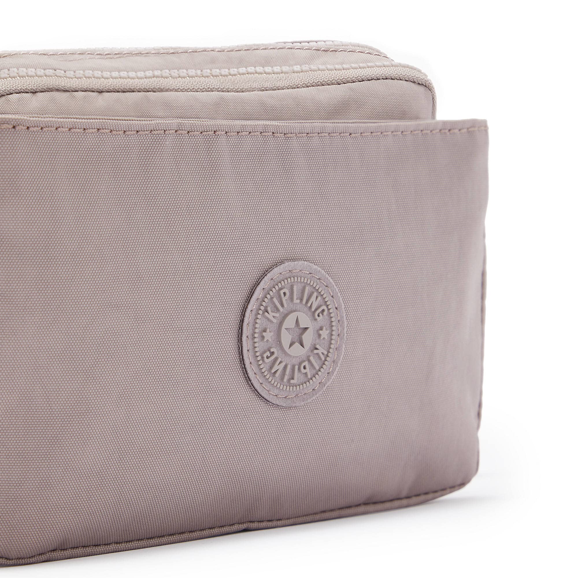 Kipling Womens Abanu Multi Bag, Lightweight, Adjustable Nylon Waist Pack With Multi-compartment Zip Pockets Covnertible Crossbody Bag, Grey Gris, Small US