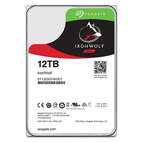 Seagate IronWolf 12TB NAS Internal Hard Drive HDD β CMR 3.5 Inch SATA 6Gb/s 7200 RPM 256MB Cache for RAID Network Attached Storage β Frustration Free Packaging (ST12000VN0008)