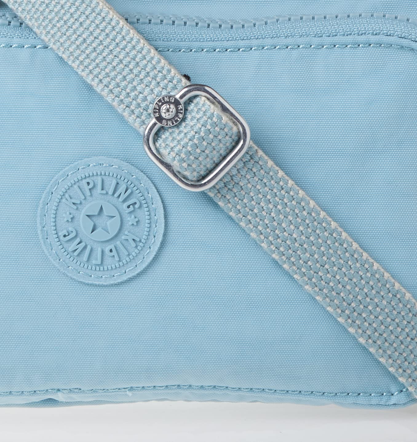 Kipling womens Women's Myrte Crossbody Handbag, Convertible Metallic Purse, Nylon Clutch Waist Handbag, Blue Mist, 9.5 L X 5.75 H X 1.75 D US